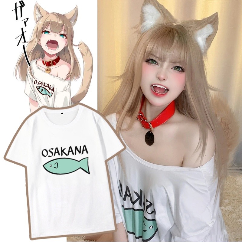 40Hara Kinako Gato Menina OSAKANA Cosplay Traje Cos Camiseta Peruca ...