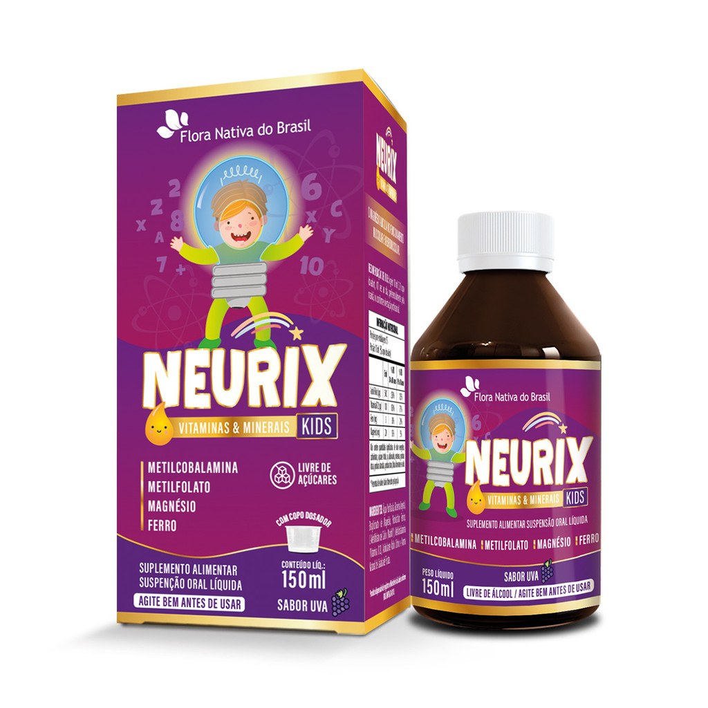 Neurix - Metilcobalamina + Metilfolato + Magnésio + Ferro 150ml Flora ...