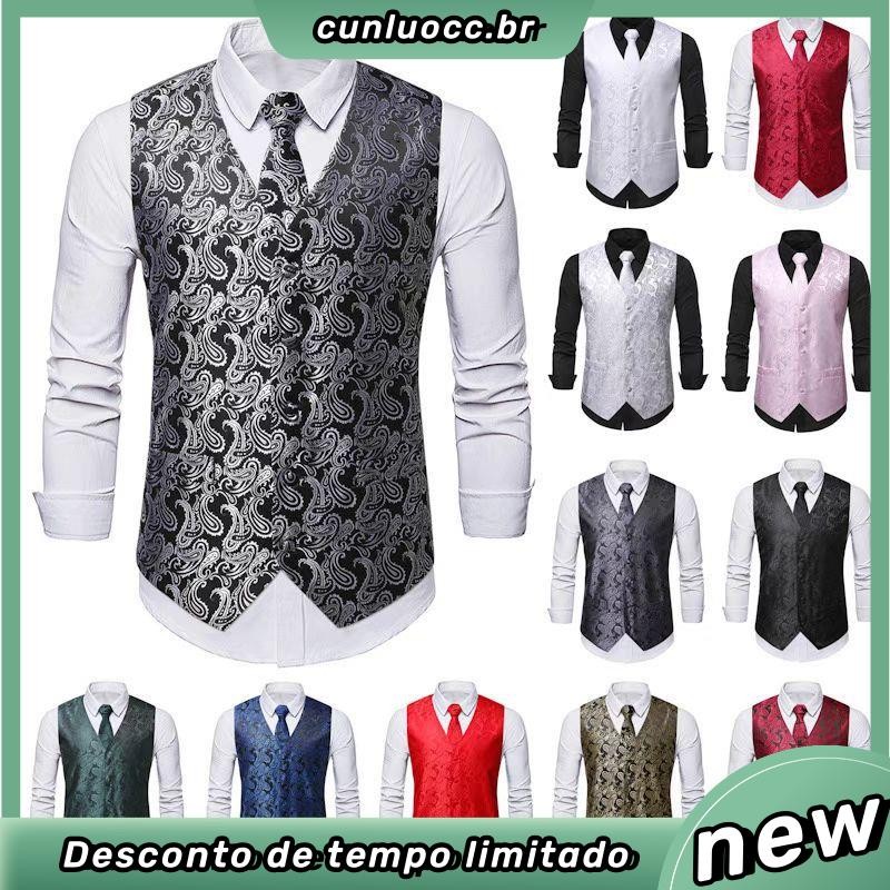 Colete Social Masculina Estilo Luxo Retrô Slim Fit Casaco Para ...