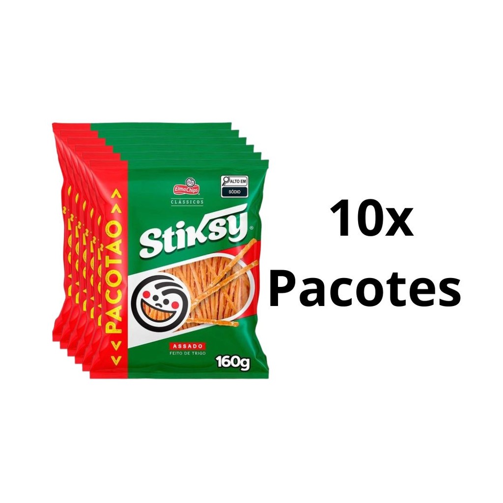 KIT SALGADINHO STIKSY 160G COM 10 UNIDADES | Shopee Brasil