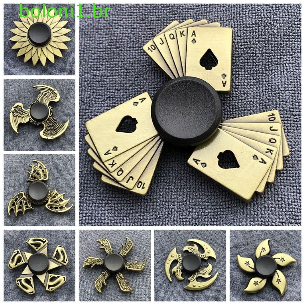 BOLONI Finger Spinner , Tdah Anxiety Metal Fidget Exterior Liso Cor De Latão Giratório Manual ...