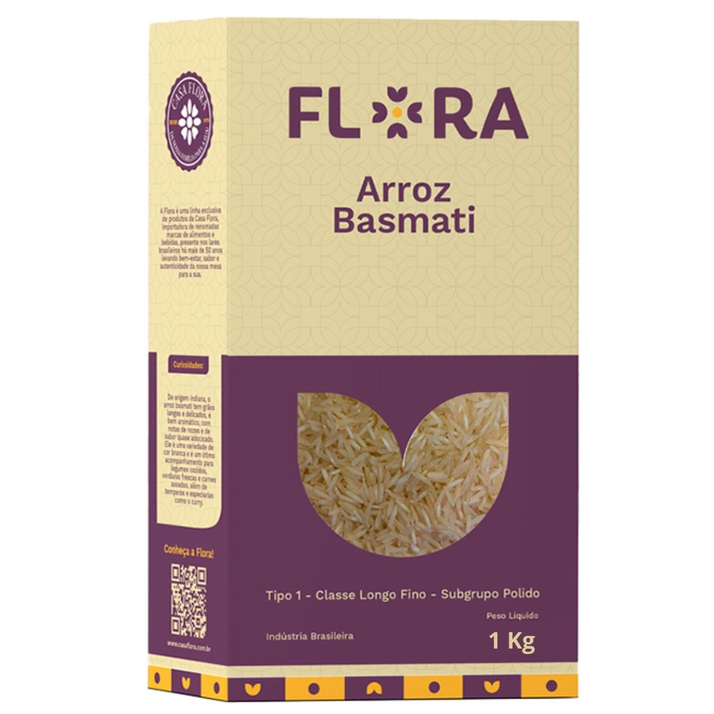 Arroz Basmati Flora 1kg | Shopee Brasil