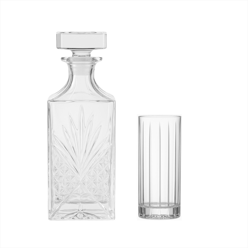 Conjunto Garrafa 790ml Dublin Licoreira 6 Copos 370ml Vidro Cocktail Alto Long Drink Bar ...