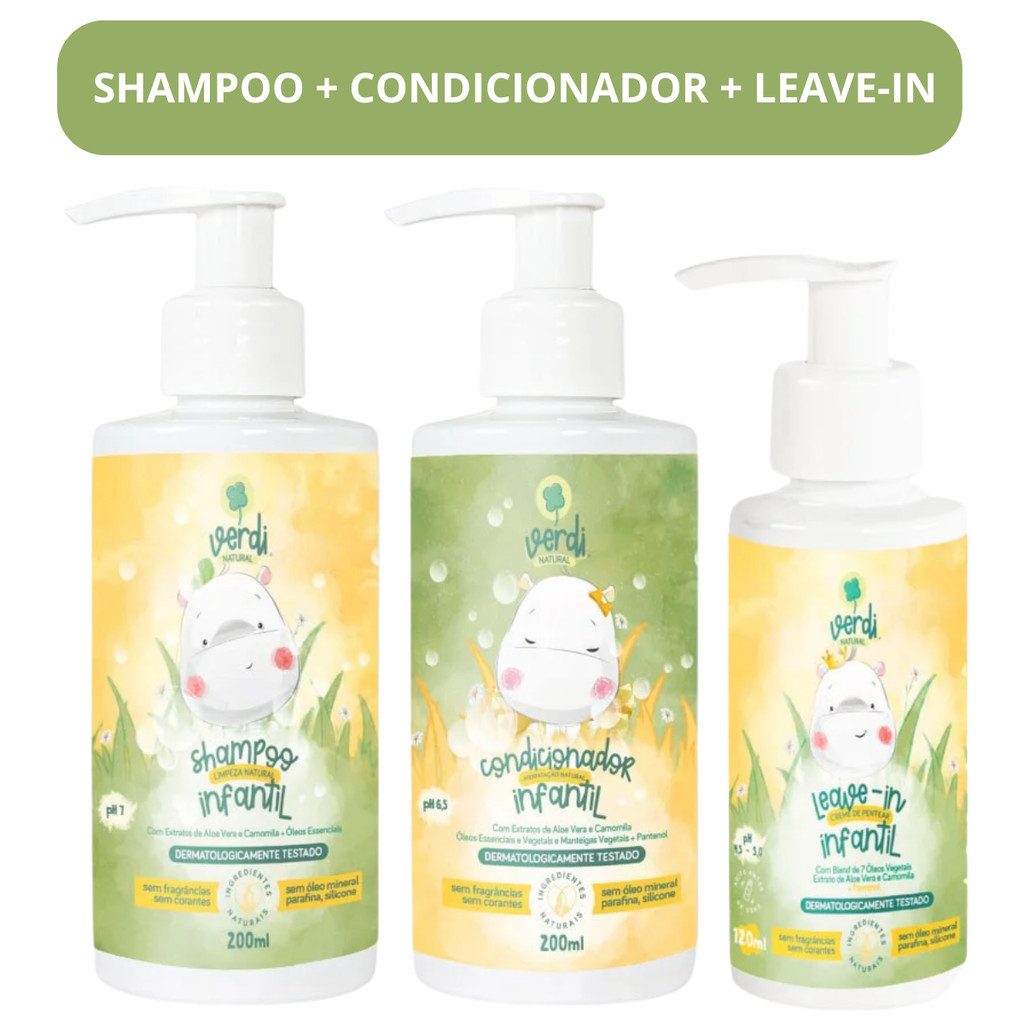 Shampoo + Condicionador Infantil Verdi Natural Extrato de Aloe Vera ...