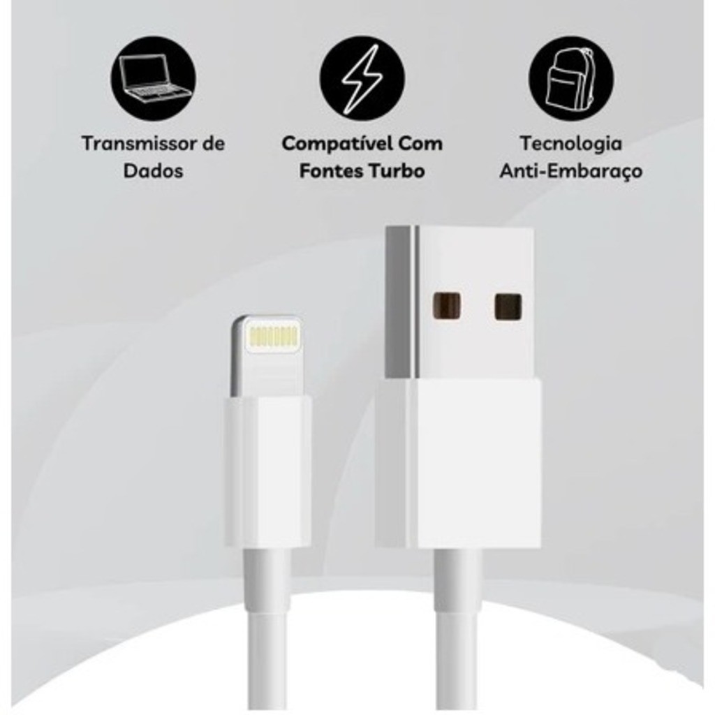 Cabo De iPhone Apple lightning USB 1 Metro | Shopee Brasil
