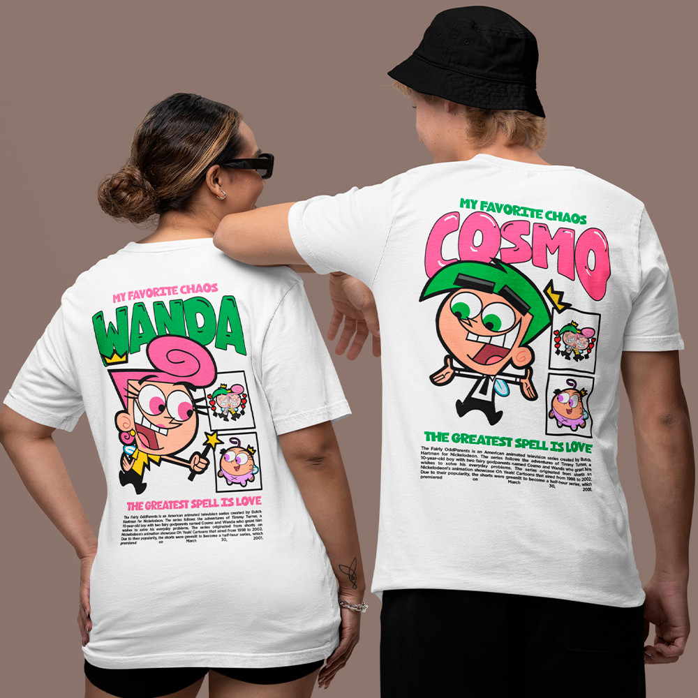Kit Casal 2 Camisetas Básica Cosmo e Wanda Casal Presente Dia Dos ...