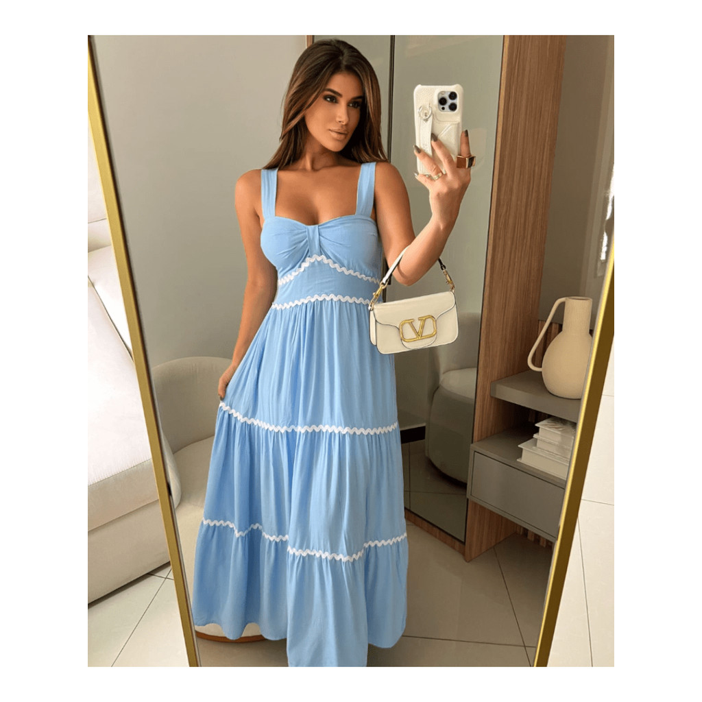 Vestido Yara Azul bebe Delicadeza e Charme | Shopee Brasil