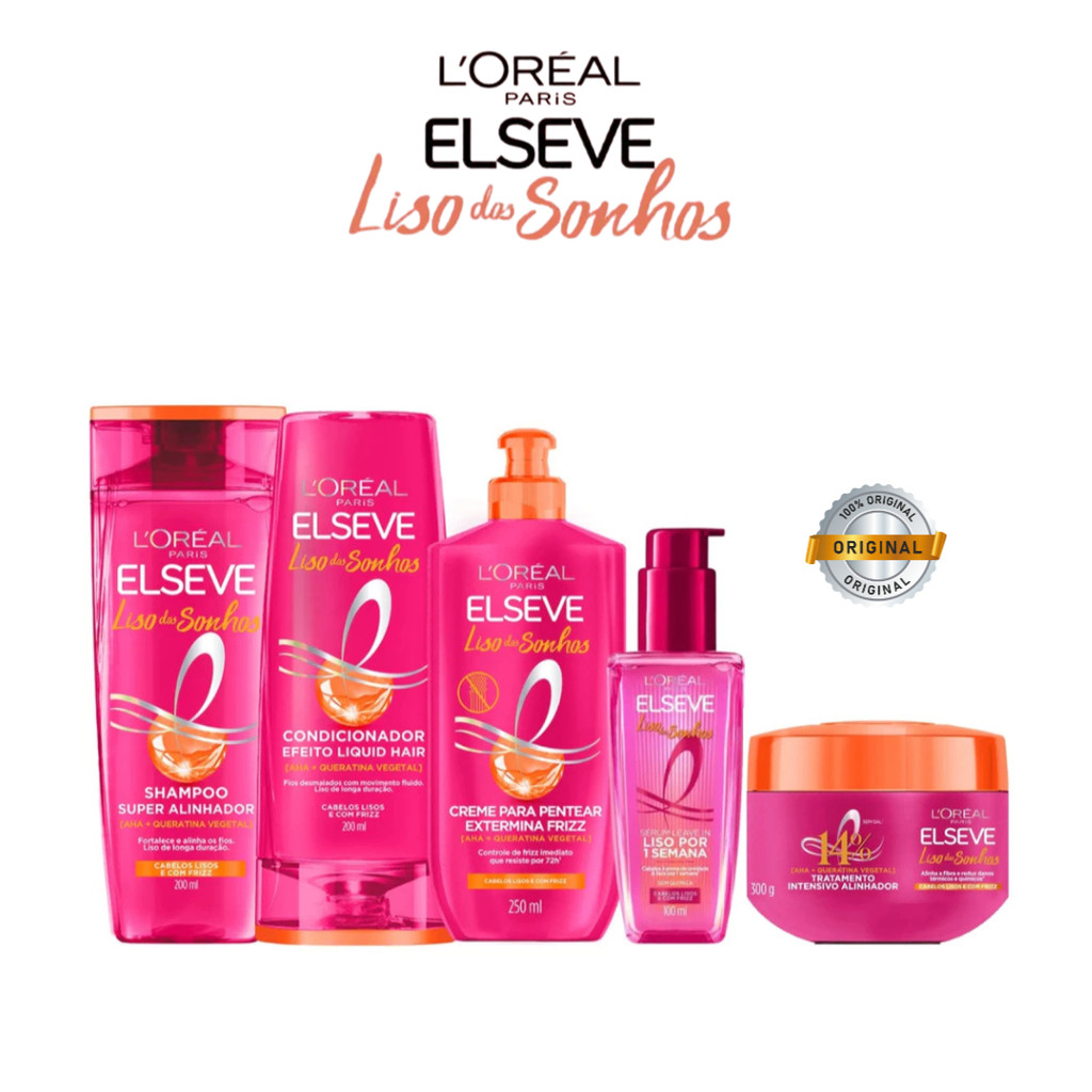 Kit Elseve Liso Dos Sonhos Shampoo , Condicionador e Sérum Liso dos ...