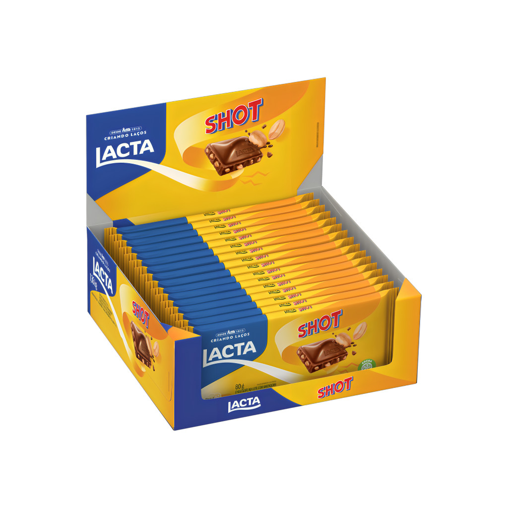 KITS C/ 🍫 Chocolate Ao Leite com Amendoim Lacta Shot – Pacote 80g | Shopee Brasil
