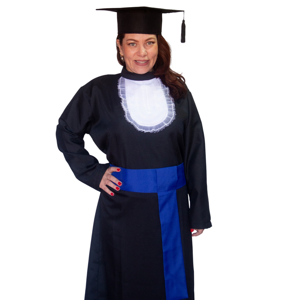 Kit Beca de Formatura Adulto com Capelo e Faixa Tradicional para Ensino ...