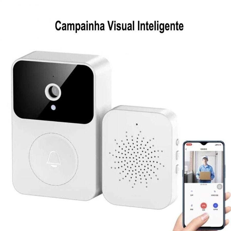 Campainha com camera Inteligente Sem Fio Wi-Fi Hd Interfone com câmera ...