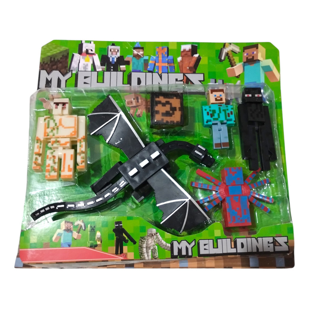 Kit Bonecos Minecraft Ender Dragon Steve Creeper Dragão | Shopee Brasil