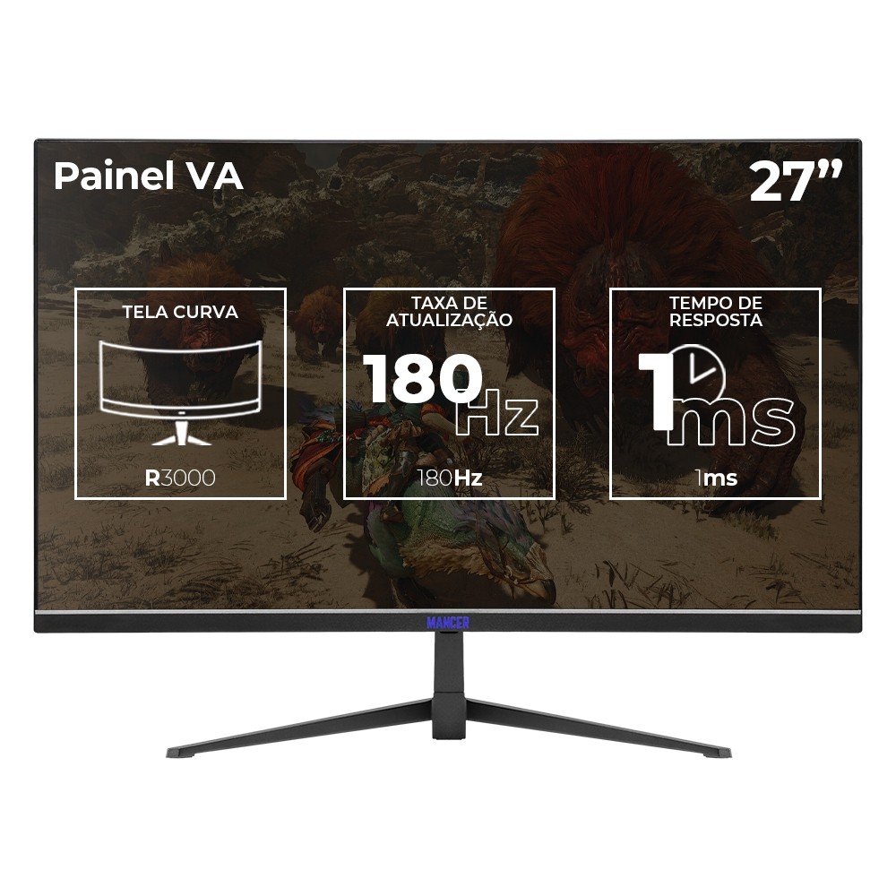 Monitor Gamer Mancer Valak ZX180, 27 Polegadas, Curvo, FHD, 1ms, 180Hz ...