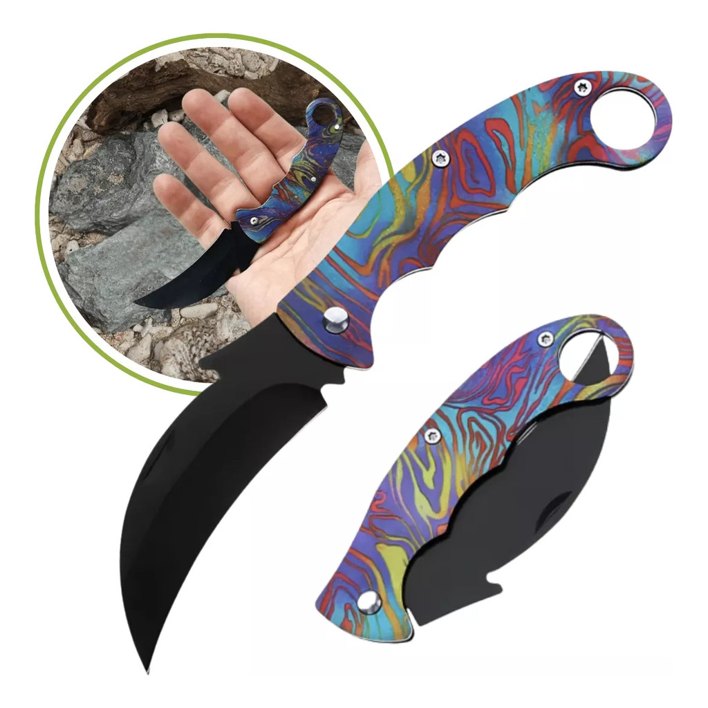 Canivete Karambit Lâmina Curvada Aço Cabo Colorida SLKD44 | Shopee Brasil