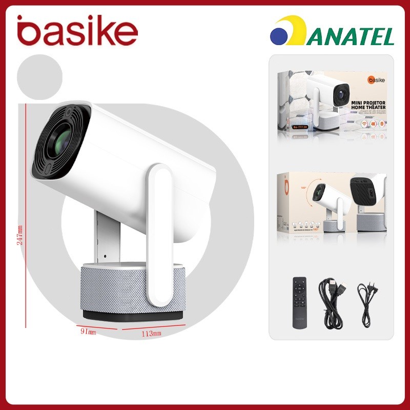 Projetor Basike Smart Full 4K HD 1920x1080 com Alto-falante Bluetooth ...