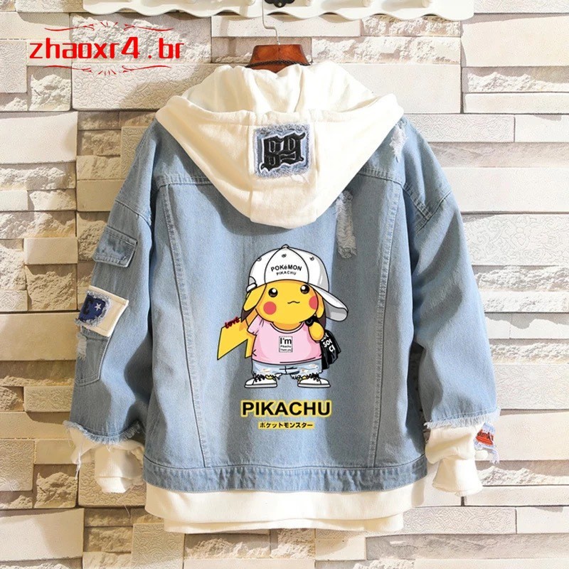 Jaqueta Jeans De Desenho Animado De Anime Pikachu | Shopee Brasil
