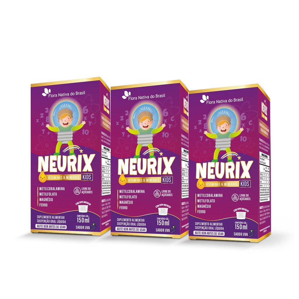 Kit 3x Neurix - Metilcobalamina + Metilfolato + Magnésio + Ferro 150ml ...