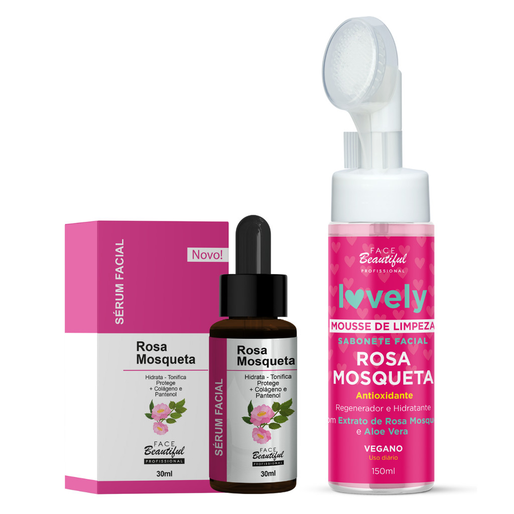 Kit Skin Care Sabonete Mousse Rosa Mosqueta e Serum Rosa Mosqueta Face ...