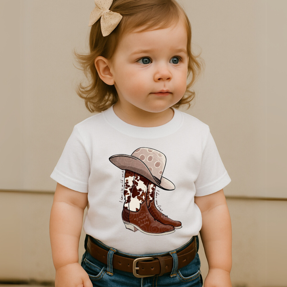 Camiseta Infantil Country Estampa Bota e Chapéu Feminina Menina Manga ...