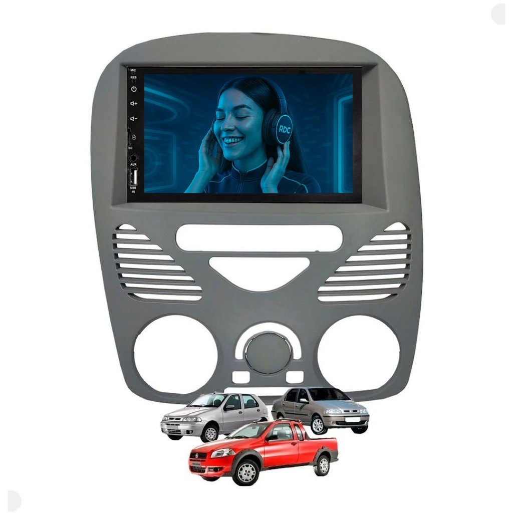 Kit Multimidia 7 Polegadas Carplay e Android Auto sem fio Espelhamento Palio Siena Strada Câm de ...