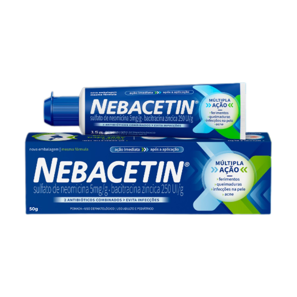 Nebacetin 50g Pomada Antibiótica Feridas Cortes Machucados Cicatrizante ...