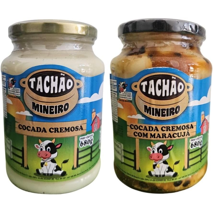 Kit com 1 Pote de Cocada Cremosa Pura + 1 Cocada de Colher com Maracujá ...
