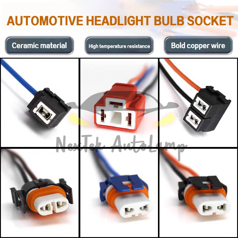 Tomada De Cerâmica Para Automóvel H1/H3 H4 H7 H8/H9/H11/H16 H10/HB3 HB4/HIR2 Cabo De Plugue (1 ...