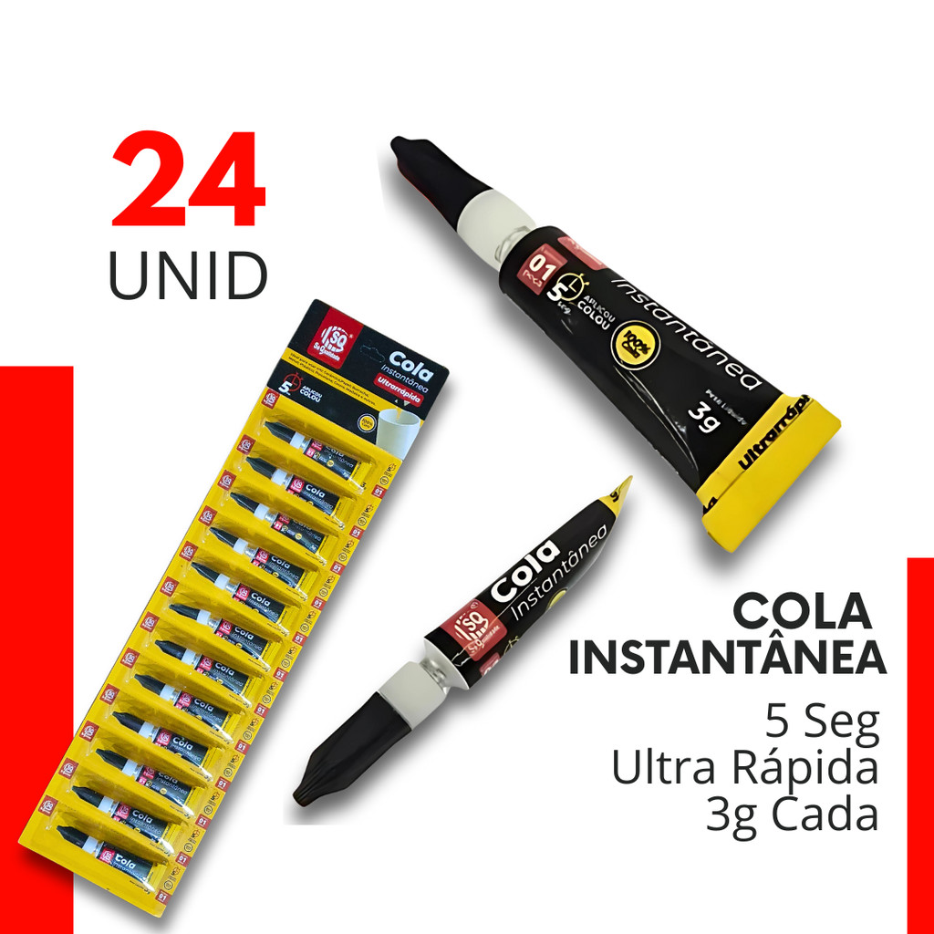 Kit 24- Cola Instantanea Secagem Super Rápida Tipo S Bonder 3g | Shopee ...