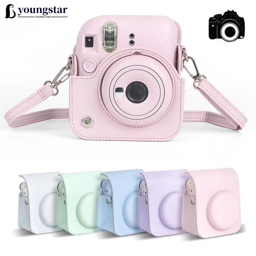 YOUNGSTAR Para Instax Mini 12 Caso De Câmera Couro Do Plutônio Macio Capa Protetora Trave Saco ...