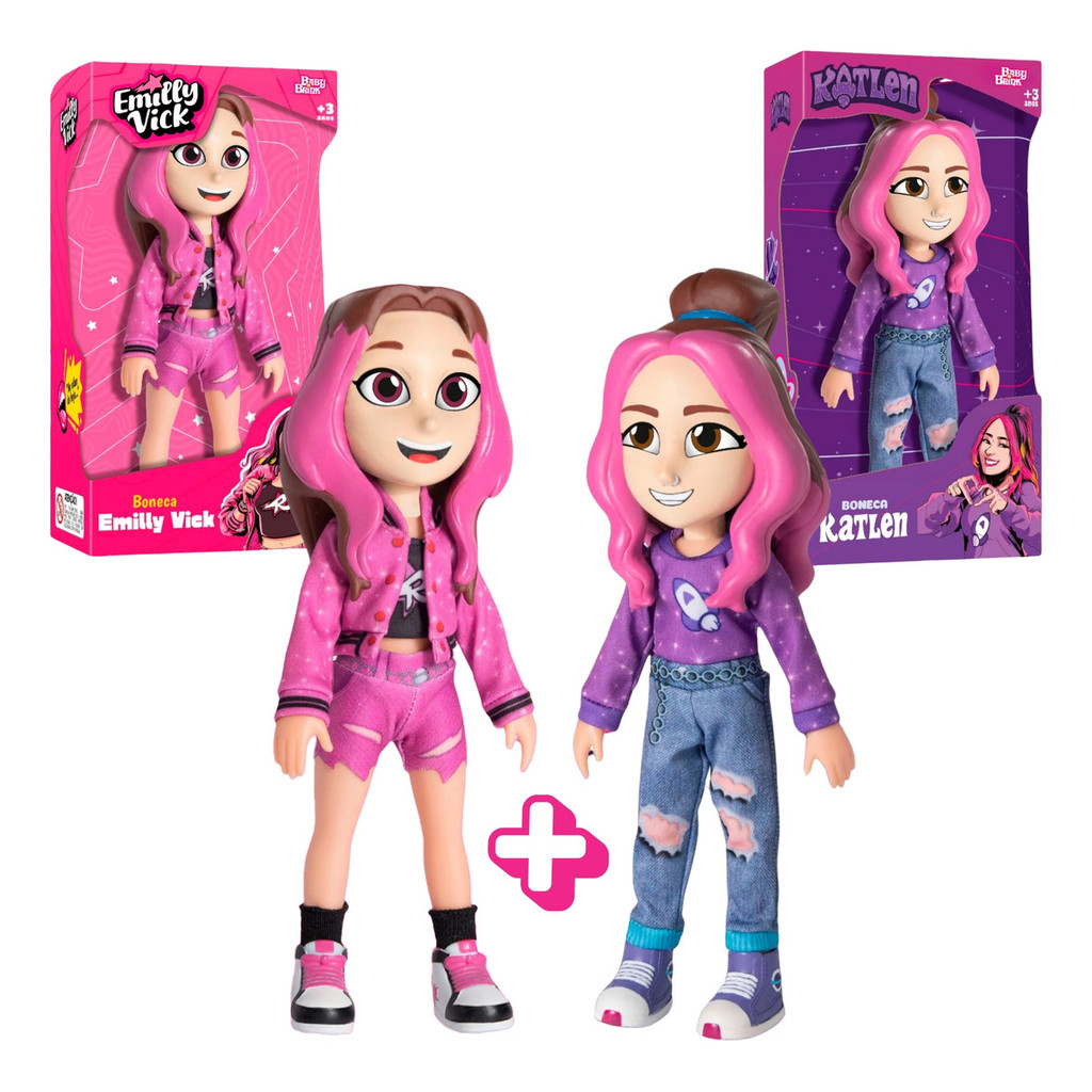 Kit 2 Bonecas Emilly Vick E Katlen Irmãs Dos Rosa Youtuber | Shopee Brasil