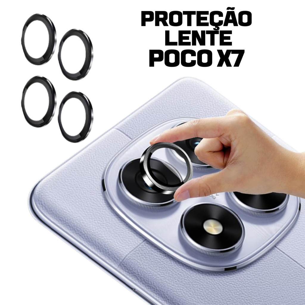 Película Câmera Poco X7 5g Kit 4 Lente Vidro Temperado Anel Liso + Kit ...