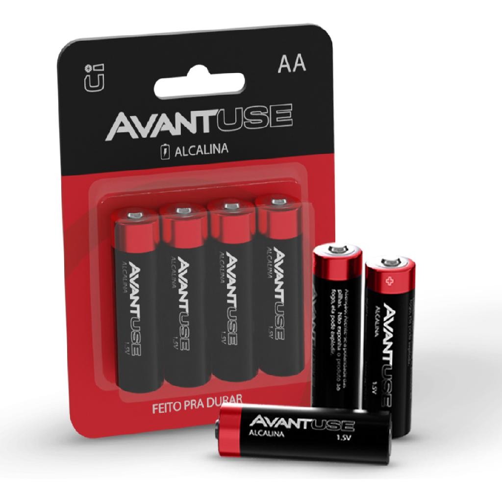 Kit 4 Pilhas Alcalina Pequena AA 1.5v Cod: 408010016 Avant Use | Shopee Brasil