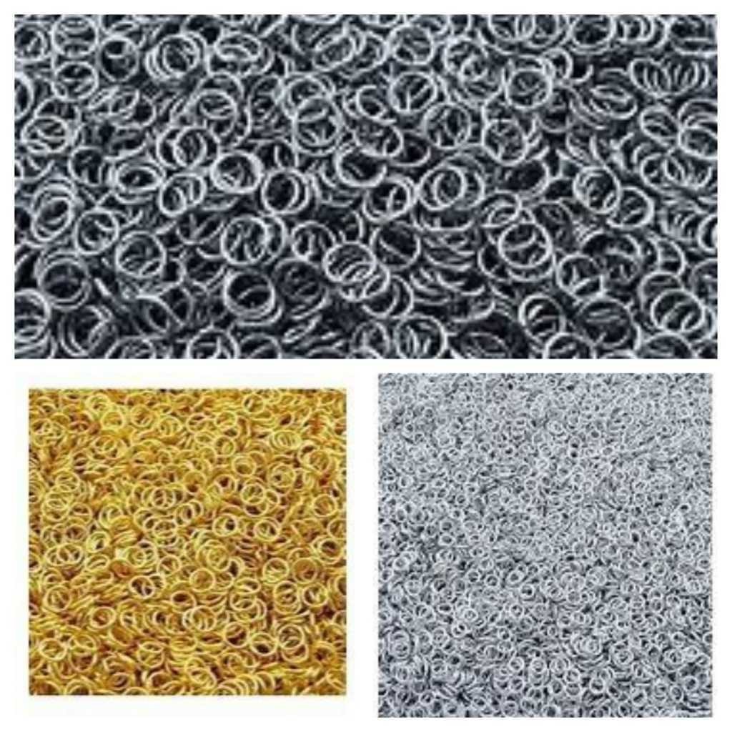Kit 100 Argolas de Metal 4mm 5mm 6mm 7mm 10mm Prata Dourado Grafite ...