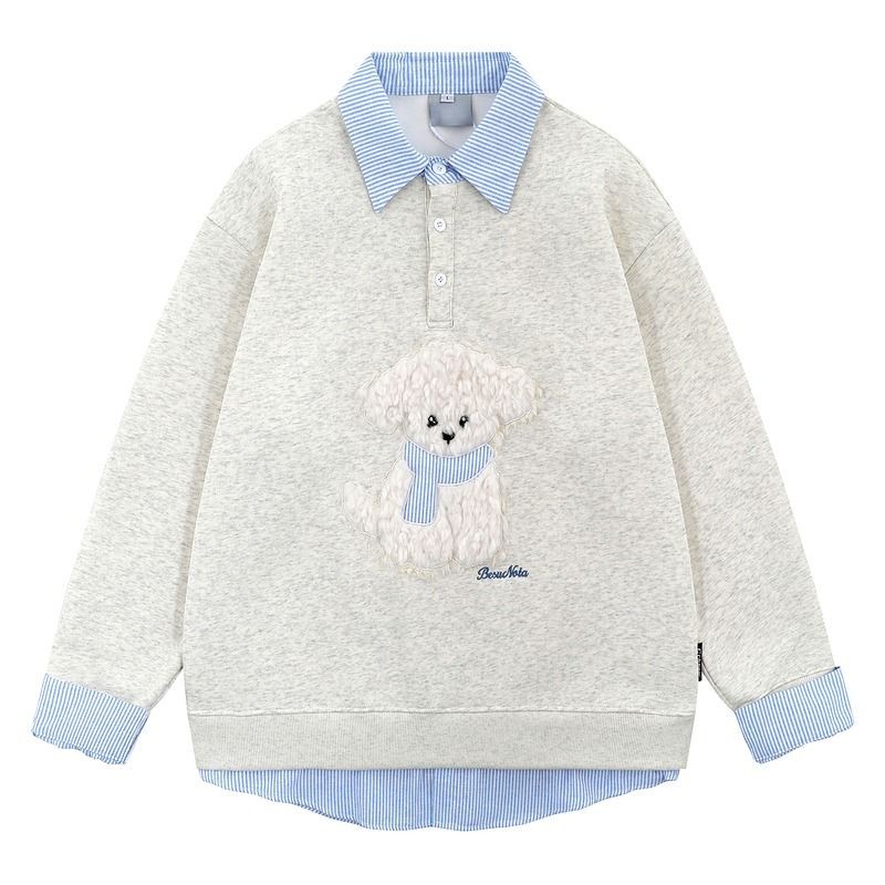 Camisa Polo Bordada De Cachorro Fofo Para Jovens , Ajuste Solto Casual ...