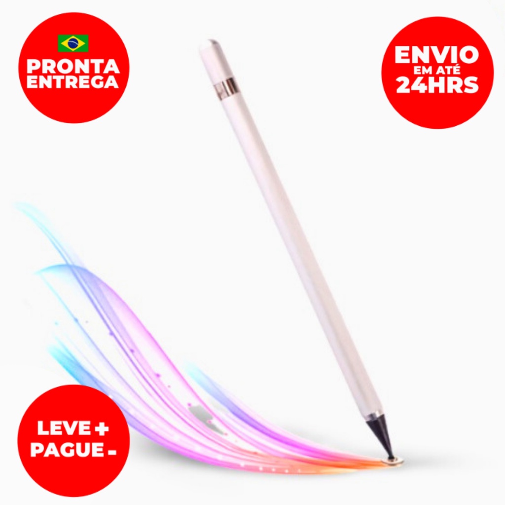 Caneta Touch Universal Celulares Tablets Ponta Fina Branca Desenho ...