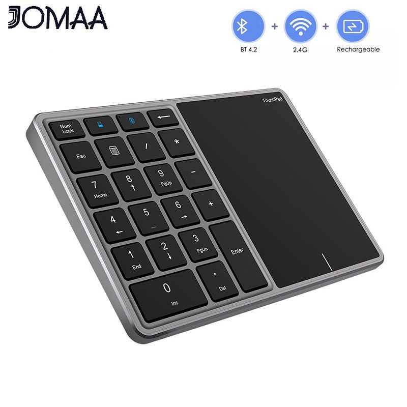 jomaa Teclado Numérico Bluetooth Recarregável De Alumínio 2.4G 22-Key Com Touchpad Para Windows ...