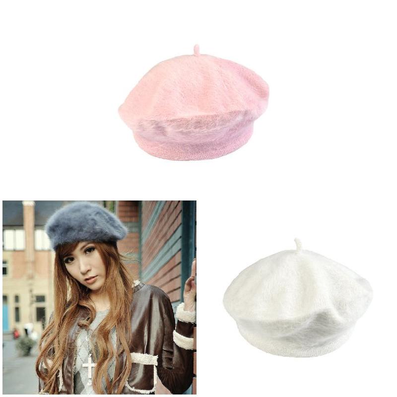 Boina Fofa De Cor Sólida Feminina Simples Chic Pequena Tampa Redonda ...