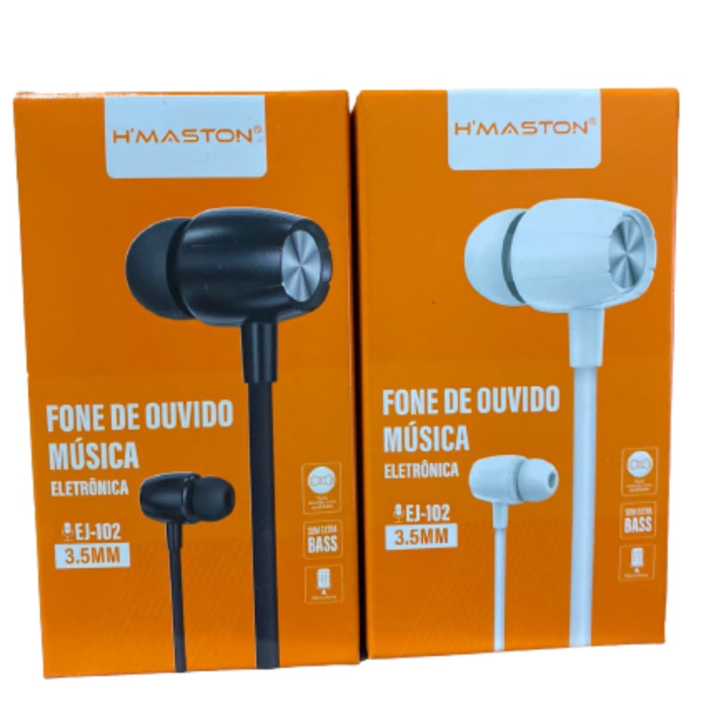 Fone De Ouvido Com Fio E Microfone Hmaston Intra Auricular EJ 102 ...
