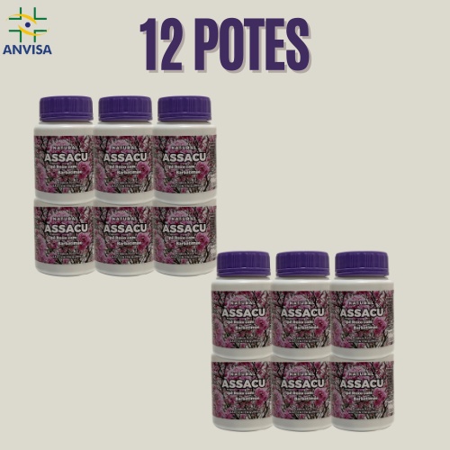 Kit 12x Potes Assacu 30 Cápsulas Suplemento Natural Original Tratamento ...
