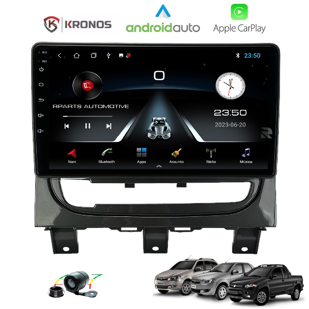 Kit Central Multimidia Kronos 9 Polegadas Android Fiat Palio Siena Strada Weekend Adventure 2013 ...
