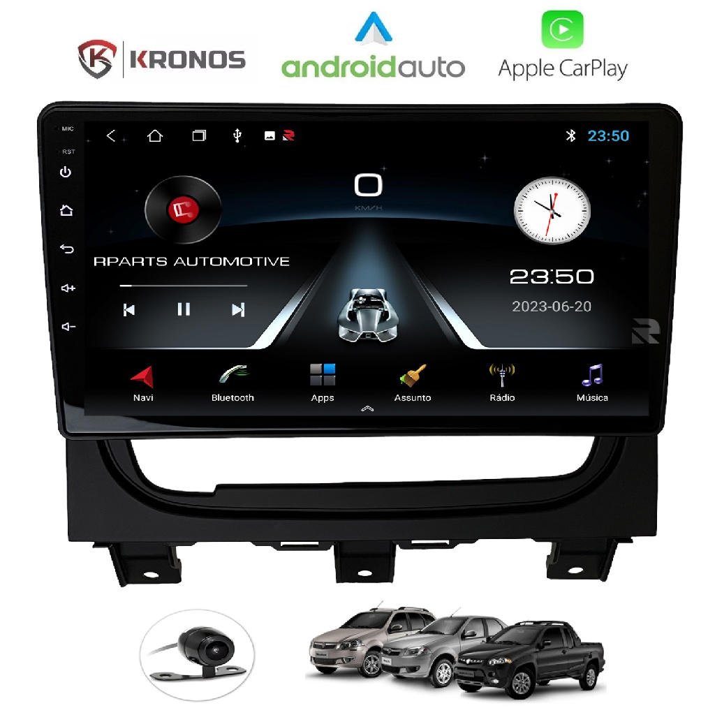 Kit Central Multimidia Kronos 9 Polegadas Android Fiat Palio Siena Strada Weekend Adventure 2013 ...