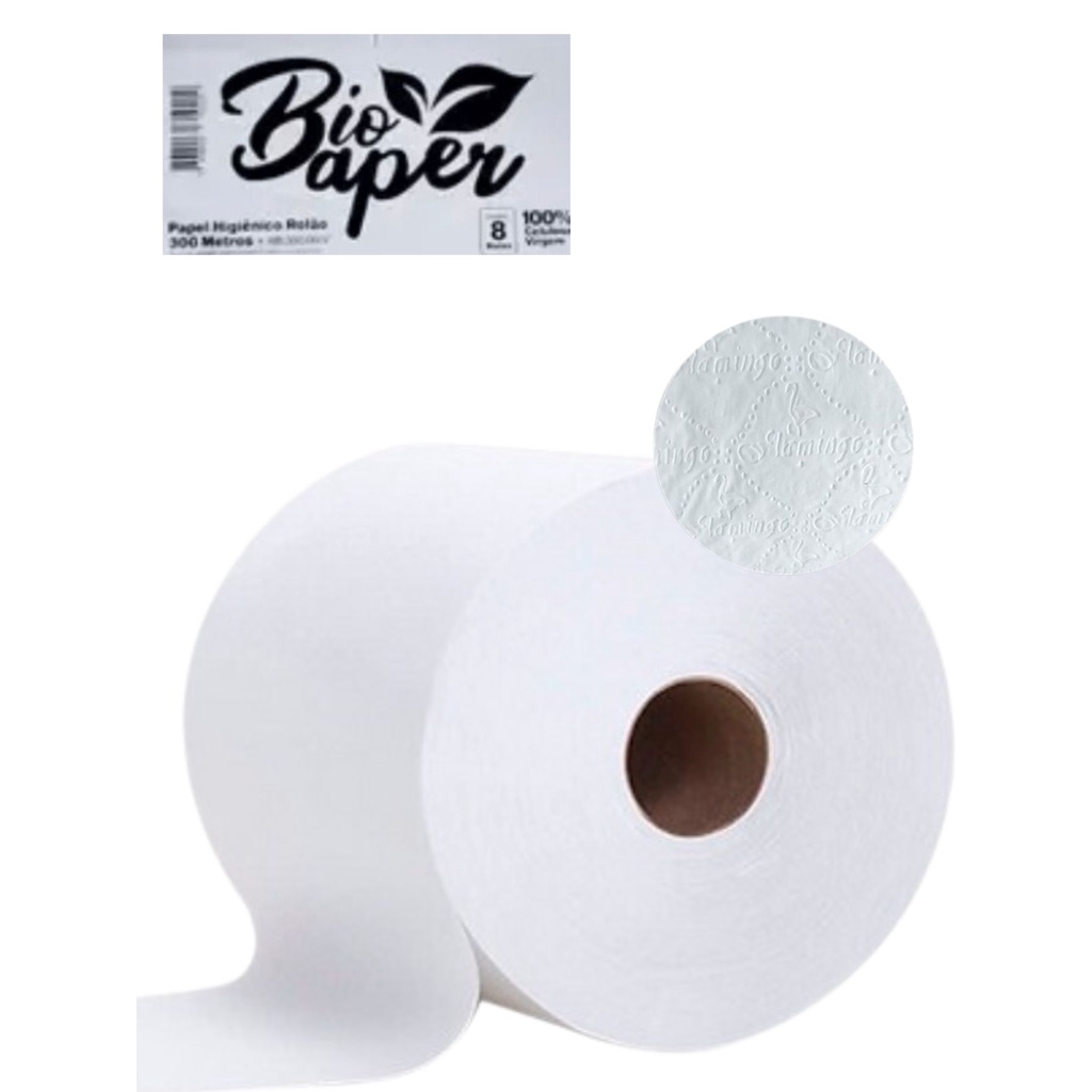 Fardo Papel Higienico Rolão c/ 8 Rolos Branco Macio 300m Cada Folha ...