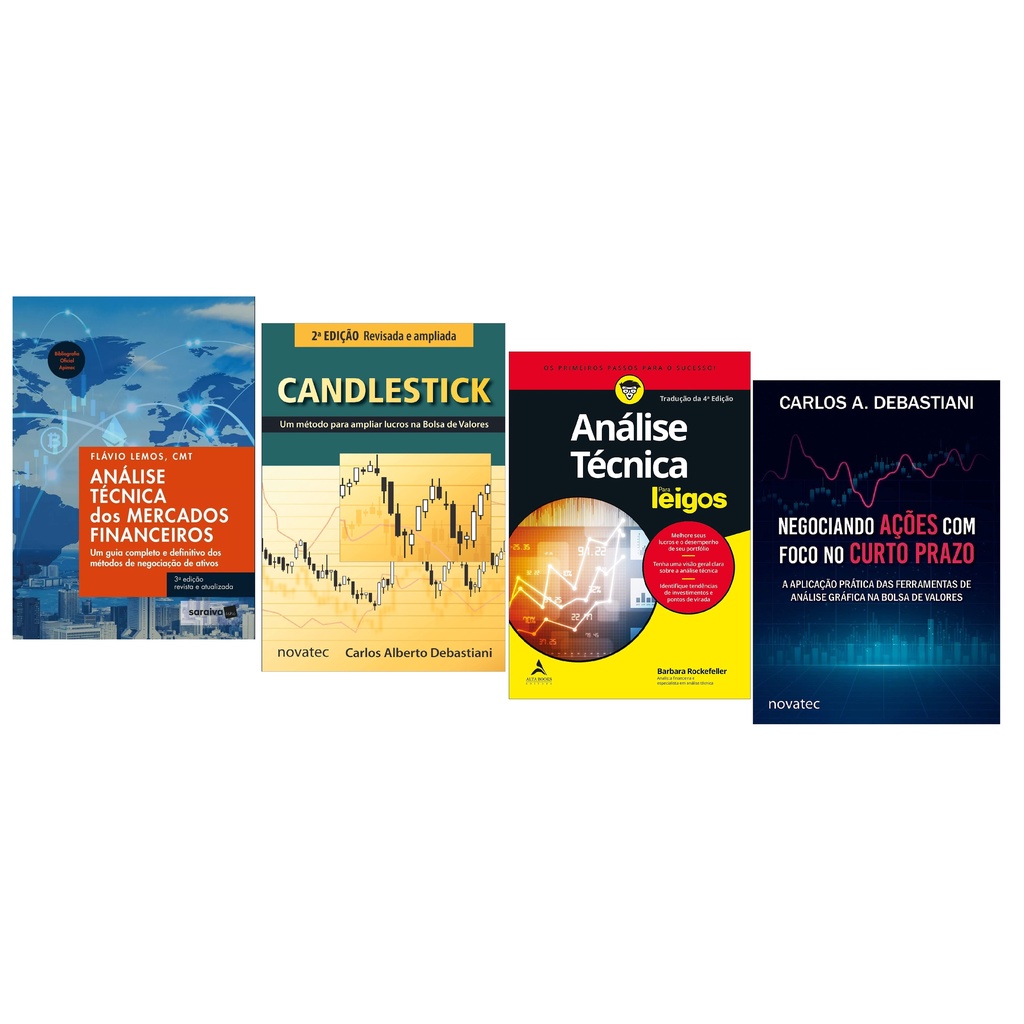 Kit 04 livros Manual de Analise Técnica Dos Mercados + Candlestick ...