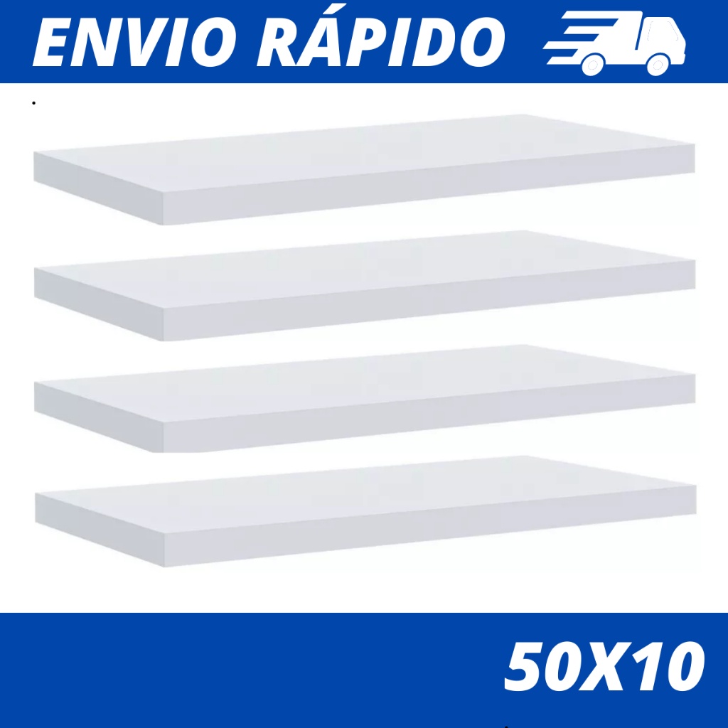 Kit 4 Prateleiras Retas decorativa 50X10 cm Mdf P/ Decoração , Parede ...