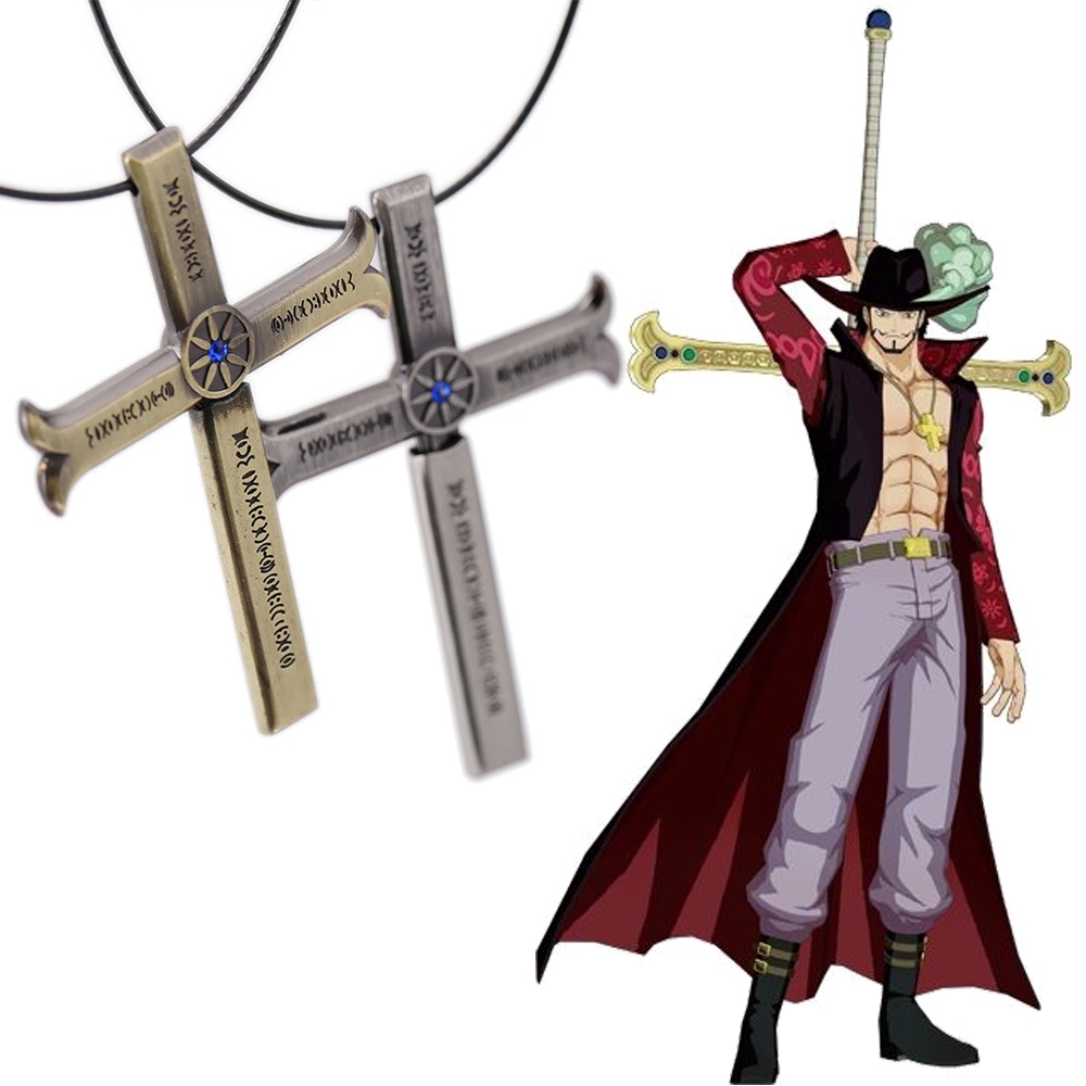 One Piece Dracule Mihawk Cross Pendant Colar Anime Unisexo Acessórios ...