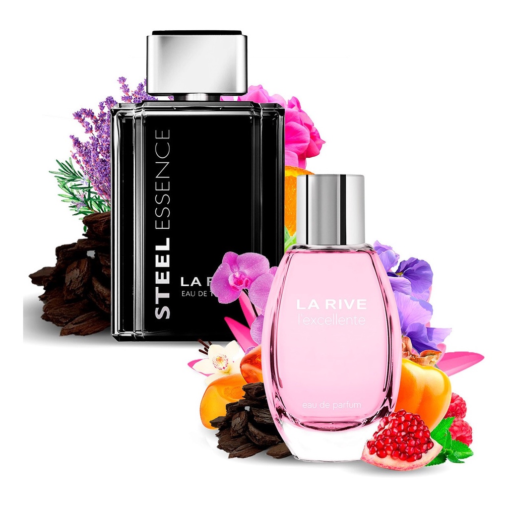 Kit 2 Perfumes Steel Essence MASCULINO E Lexcellente FEMININO La Rive ...