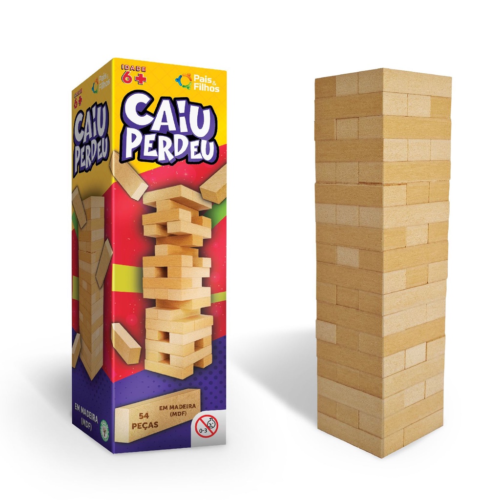 Jogo Caiu Perdeu 54pçs Madeira MDF Torre Jenga Jogo Educativo ...