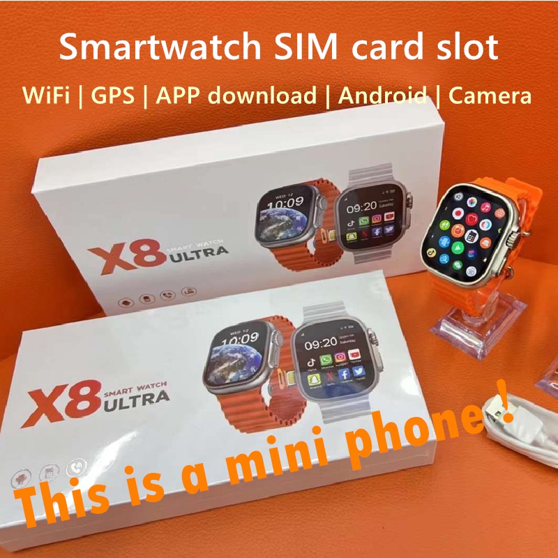 SIM Card 】 X8 ultra Smartwatch 4G Relógio Inteligente Ultra 4G Com slot Para Cartão 4G Wifi GPS ...