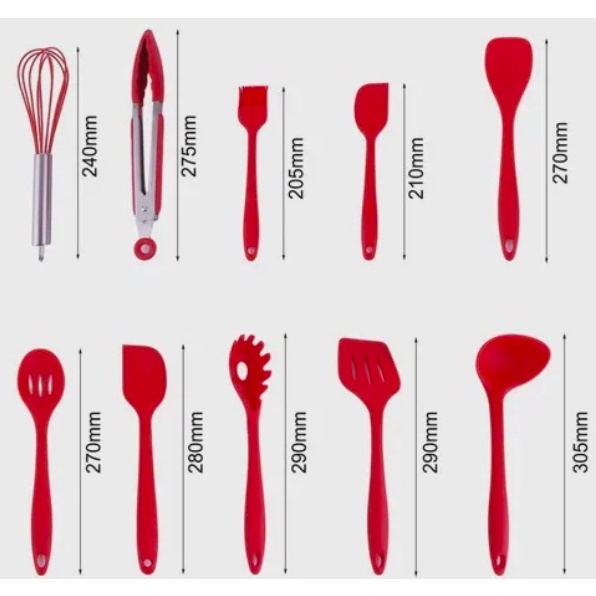 Kit 10 Pecas Utensilios De Cozinha Completo SHOPE Silicone Espatula ...