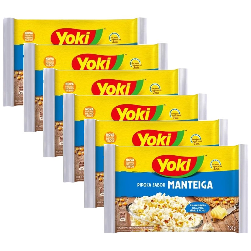 Kit 6 Pipoca Para Microondas Sabor Manteiga Yoki 100g | Shopee Brasil